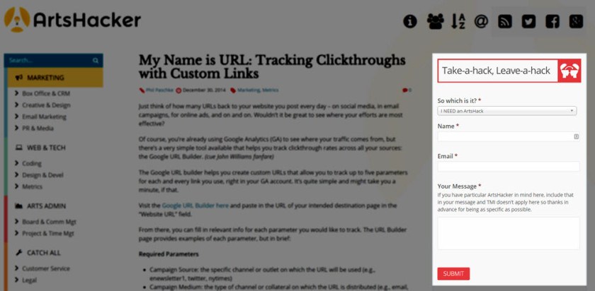 take a hack form – Arts Hacker