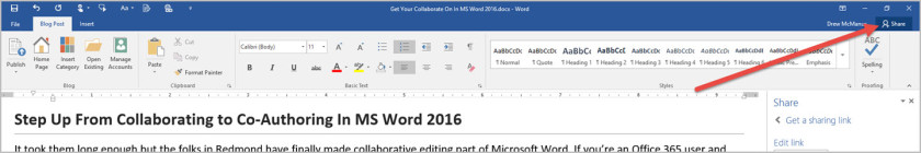 Step Up From Collaborating To Co-Authoring In MS Word 2016 – Arts Hacker